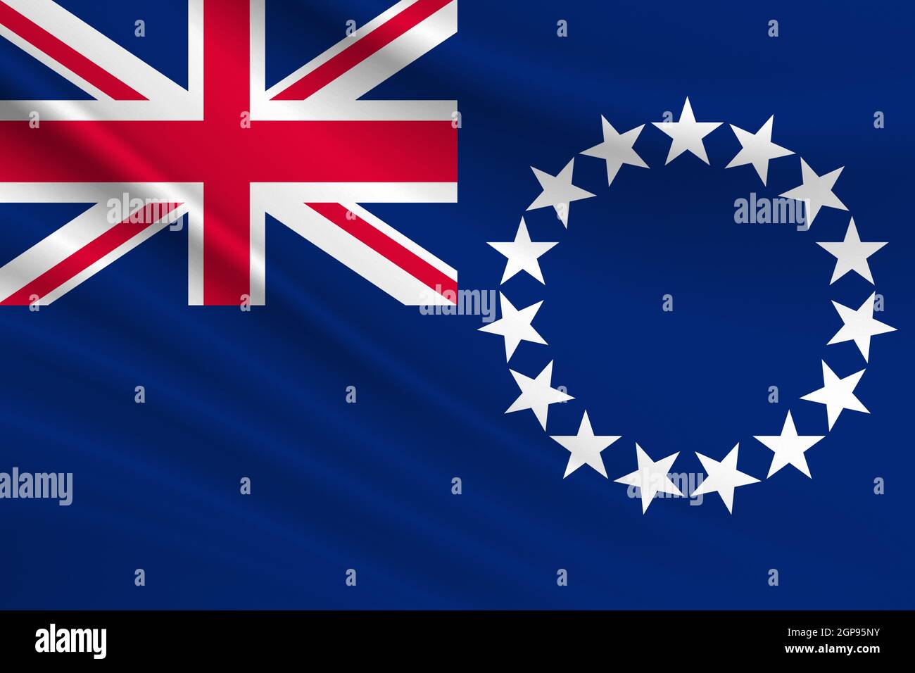 Flag of Cook Islands. Fabric texture of the flag of Cook Islands Stock ...