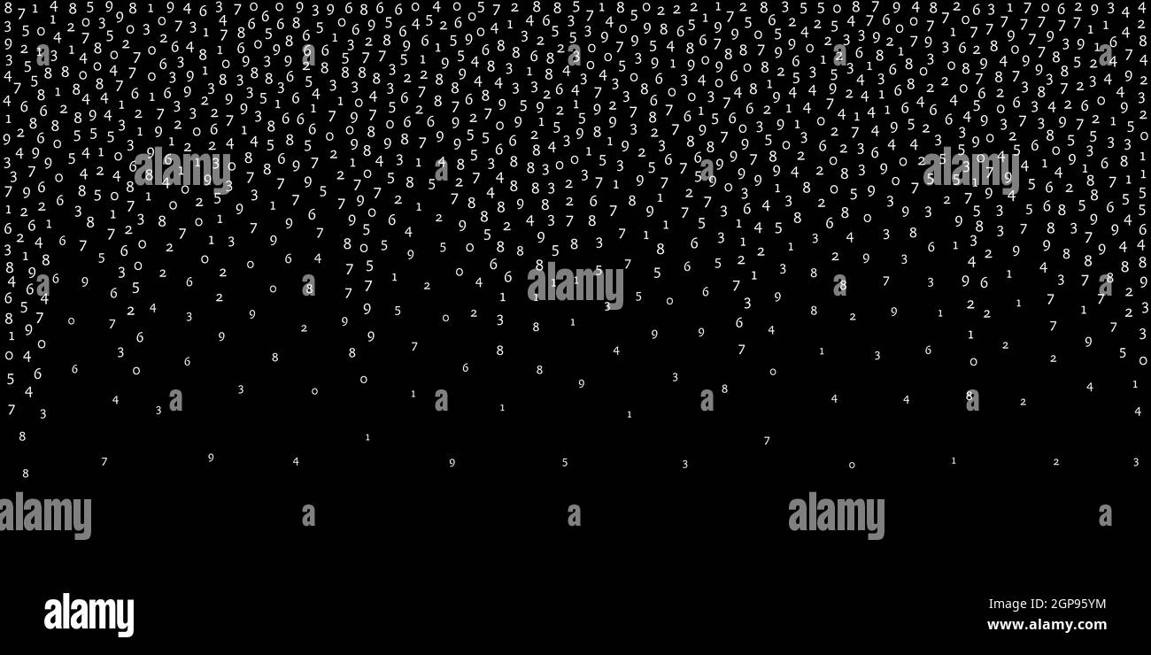 Falling numbers, big data concept. Binary white orderly flying digits ...