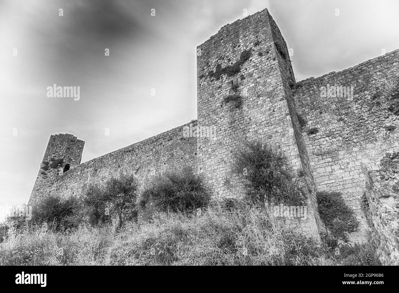 Medieval fortress exterior walls Black and White Stock Photos & Images ...