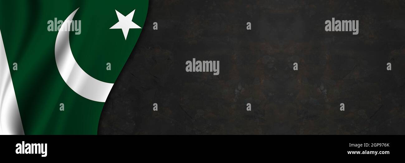Pakistan flag on concrete wall. Banner with fabric texture of the flag ...