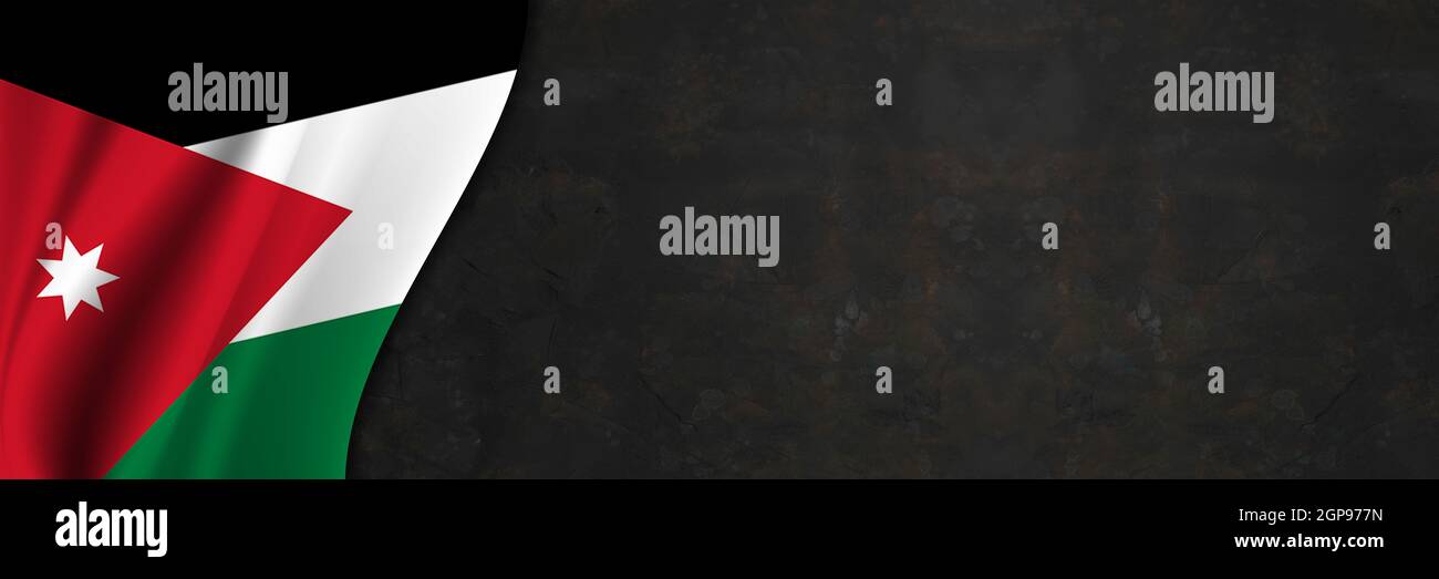 Jordan flag on concrete wall. Banner with fabric texture of the flag of ...