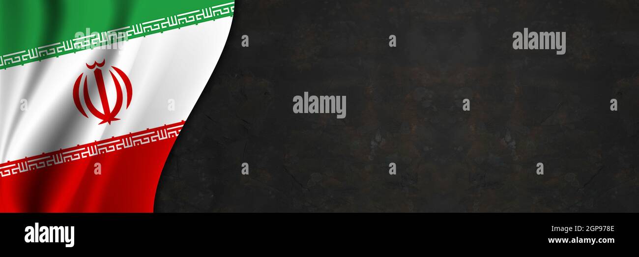 Iran flag on concrete wall. Banner with fabric texture of the flag of ...