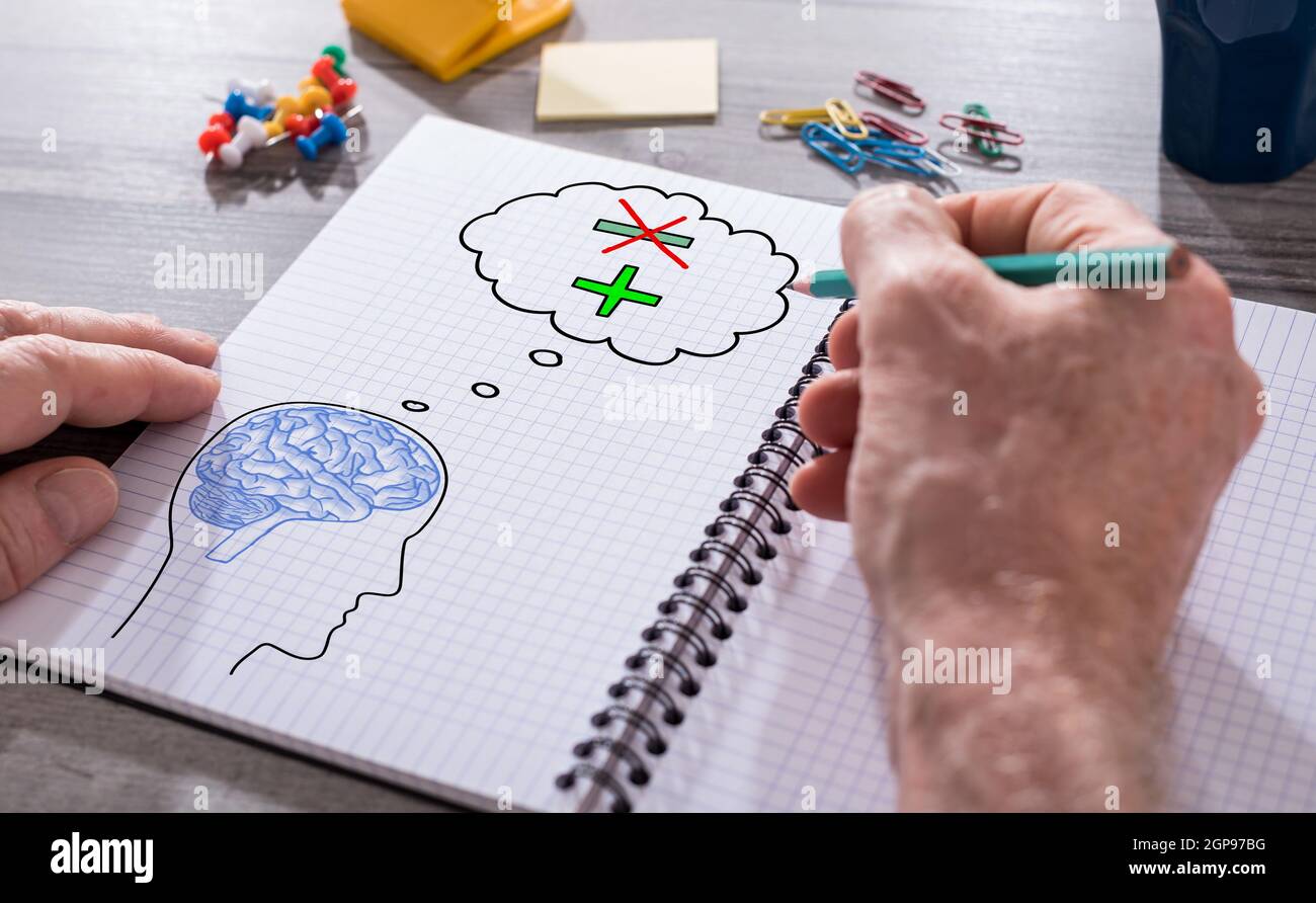 Hand drawing positive thought concept on a notepad Stock Photo - Alamy