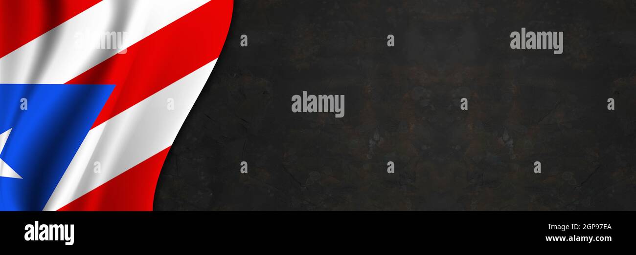 Puerto Rico flag on concrete wall. Banner with fabric texture of the ...