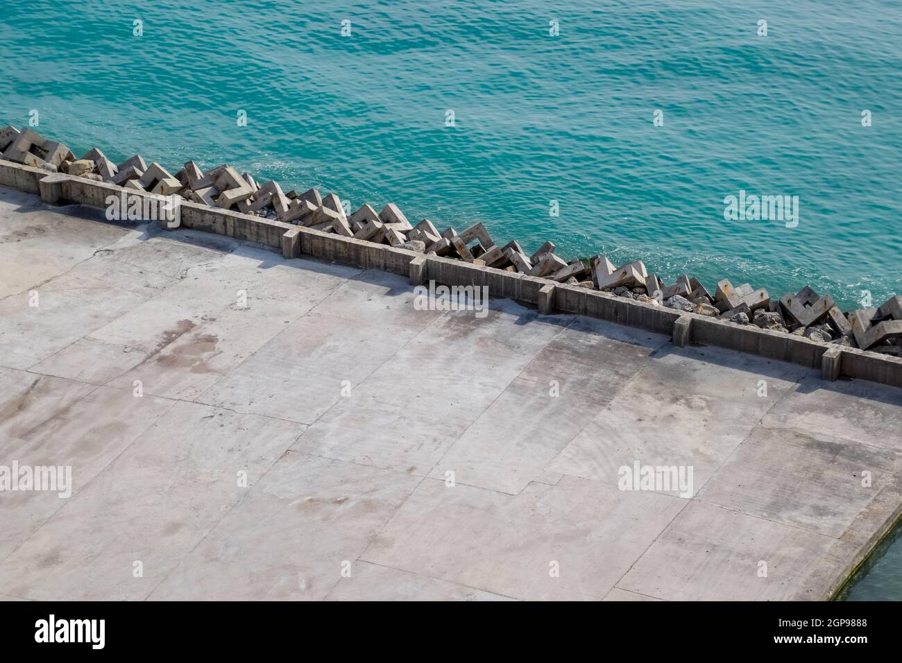 Concrete pier and sea pier on the Black Sea, Breakwater at the concrete ...