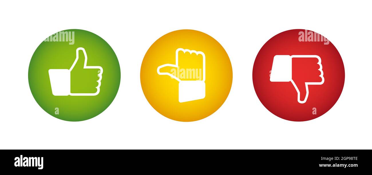 Feedback Buttons - Traffic Light Colors Red Yellow Green with Thumb ...