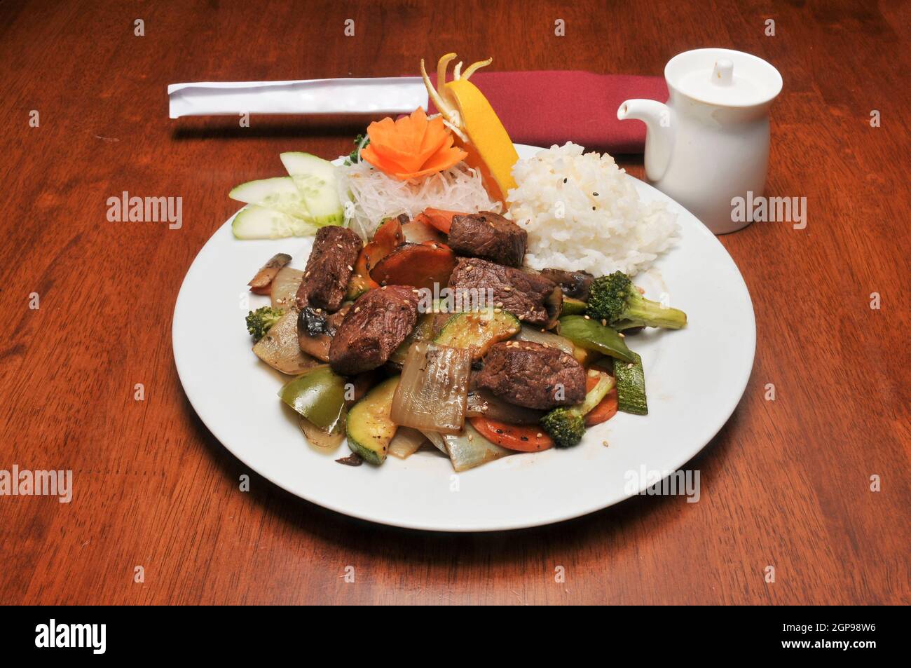 Traditional Japanese cuisine dish known as hibachi steak Stock Photo ...