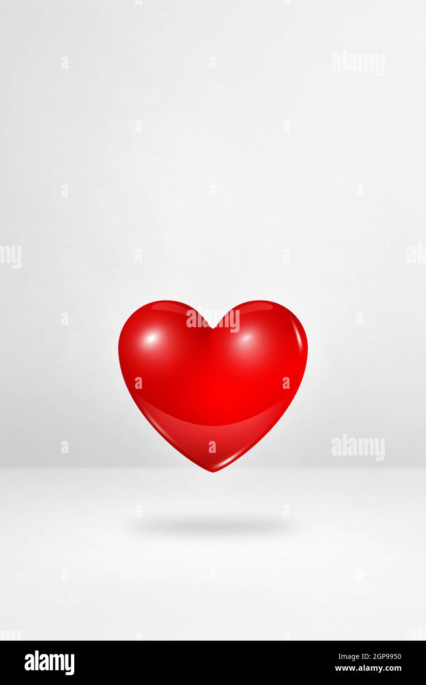 3D red heart isolated on a white studio background. 3D illustration ...