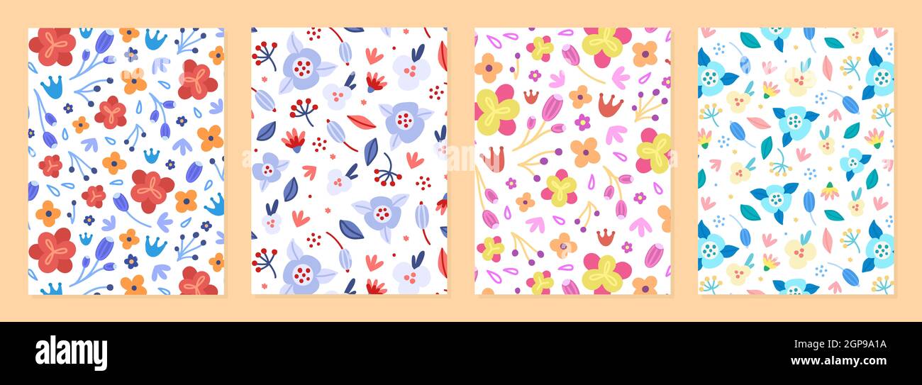 Set of cover templates with beautiful flowers. Colorful artistic rustic ...