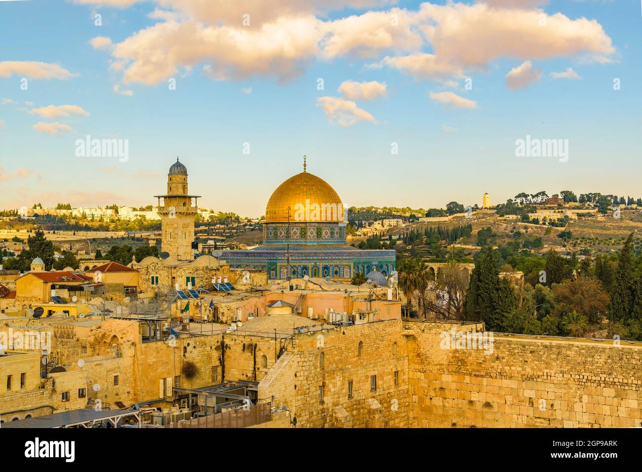 Aerial view of temple mount and wailing walls at old jersualem city ...