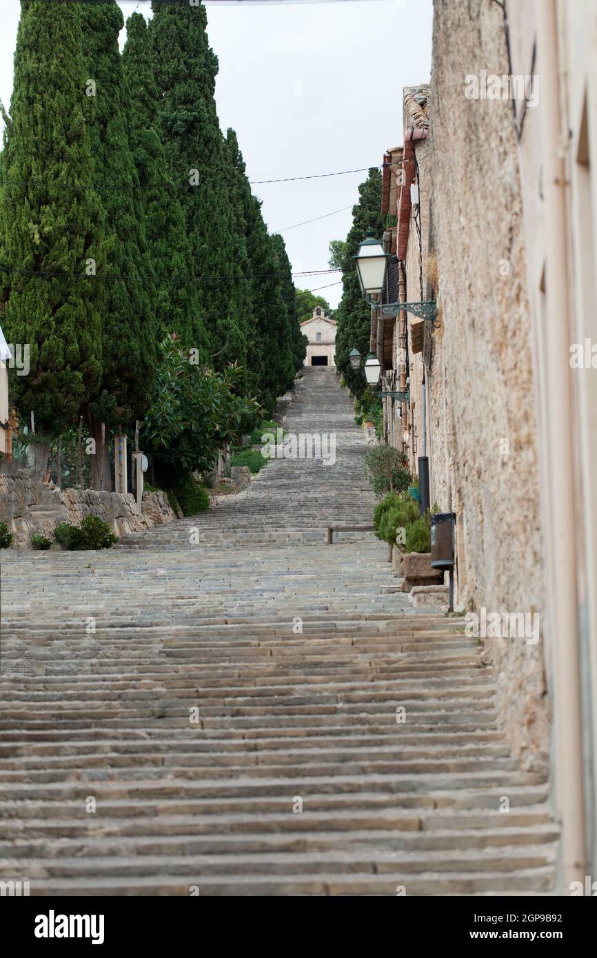 Calvary Steps at Pollensa, Mallorca, Spain Stock Photo - Alamy