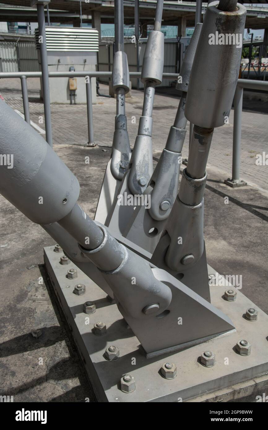 Steel column support with bolts and nuts Stock Photo - Alamy