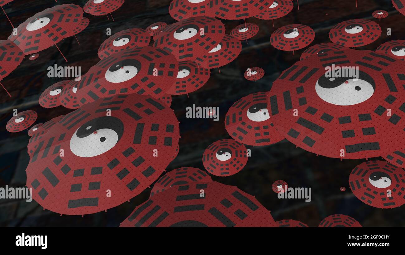 The 3d renderin gof babua picture in the unmbrellas Stock Photo - Alamy