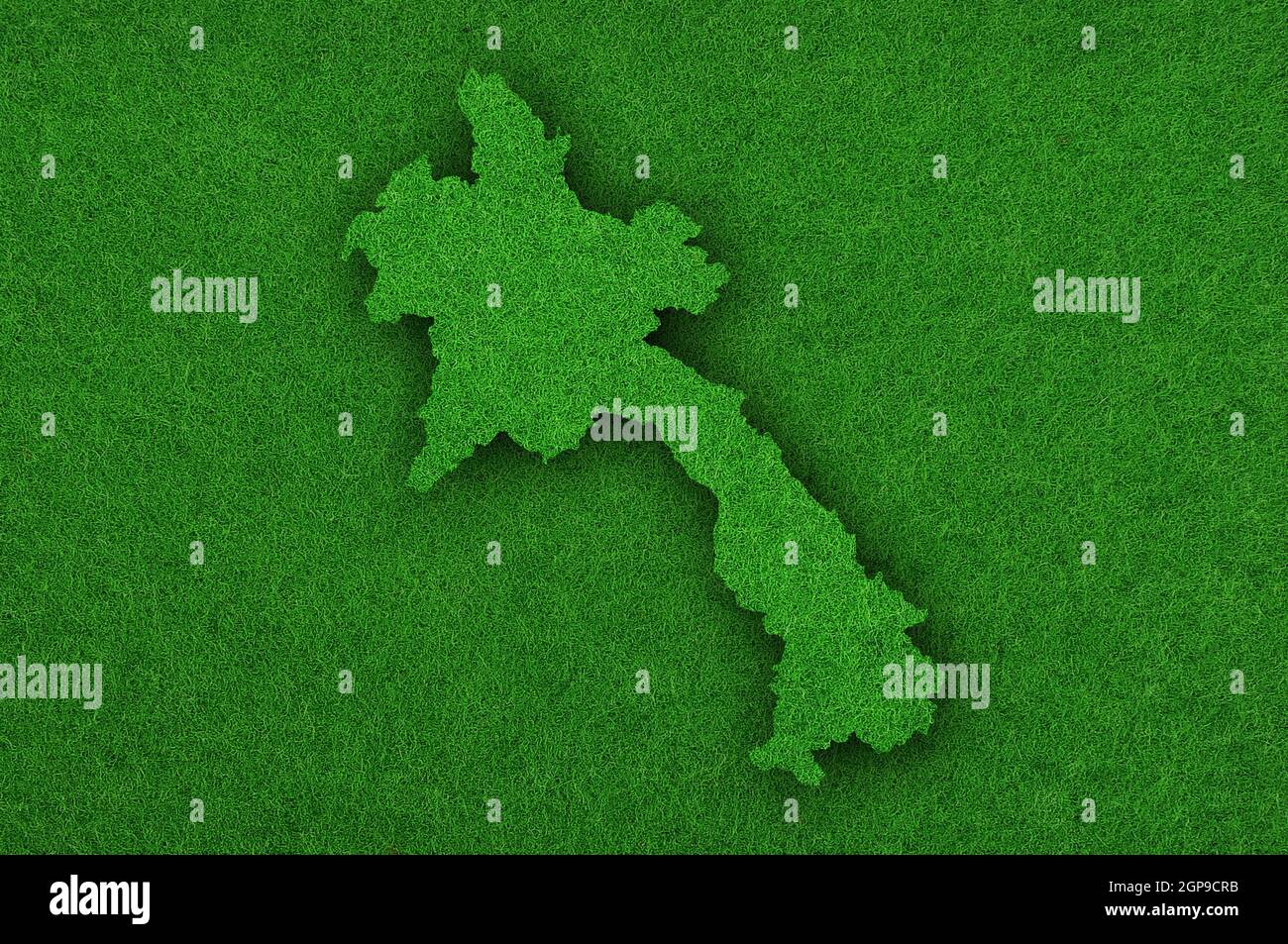 Map of Laos on green felt Stock Photo - Alamy
