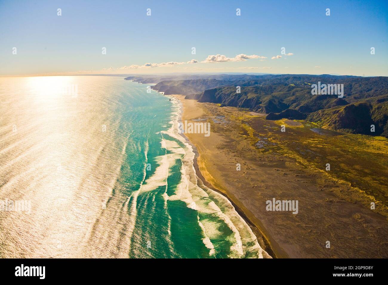 Aerial-Auckland West Coast Beaches-North from Whatipu Stock Photo - Alamy