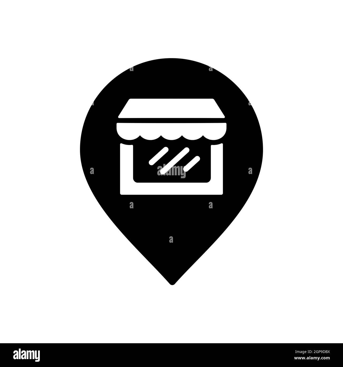 Supermarket store front pin map glyph icon. E-commerce sign. Graph ...