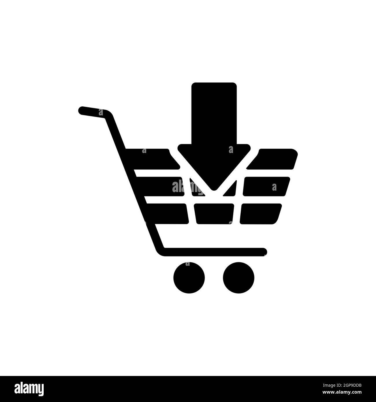 Shopping cart with an arrow glyph icon. E-commerce sign. Graph symbol ...