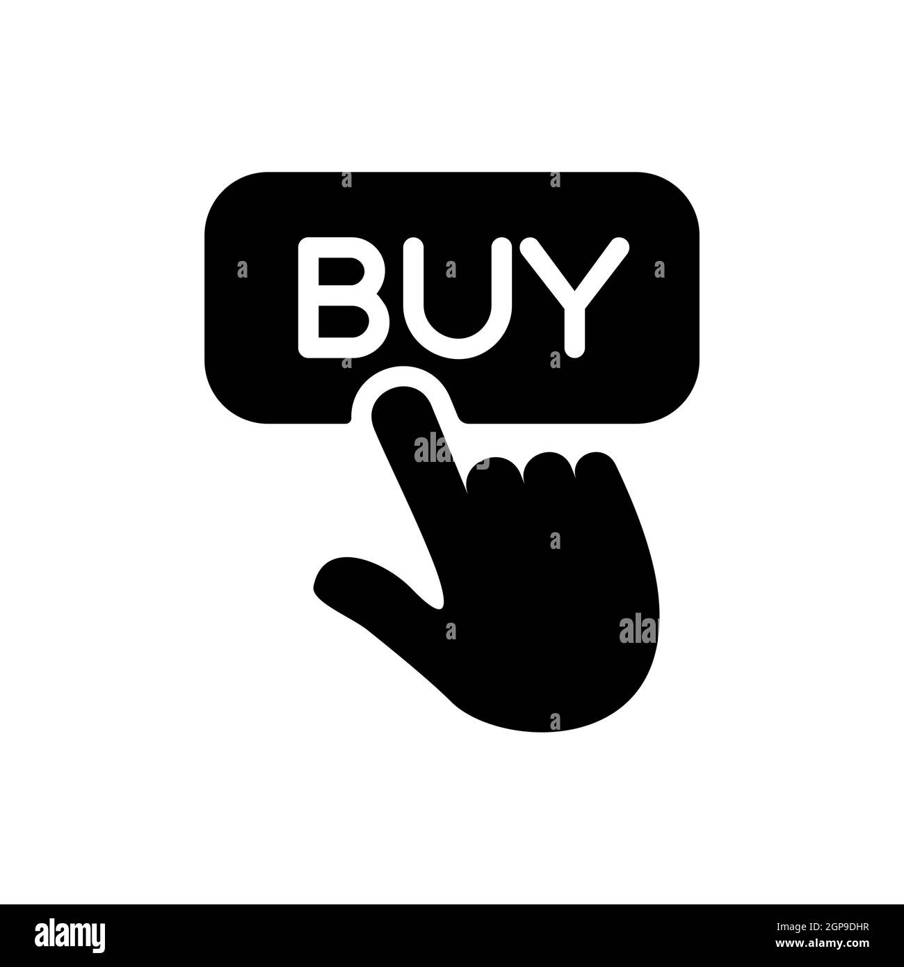 Finger pointing to buy sign glyph icon. E-commerce sign. Graph symbol ...