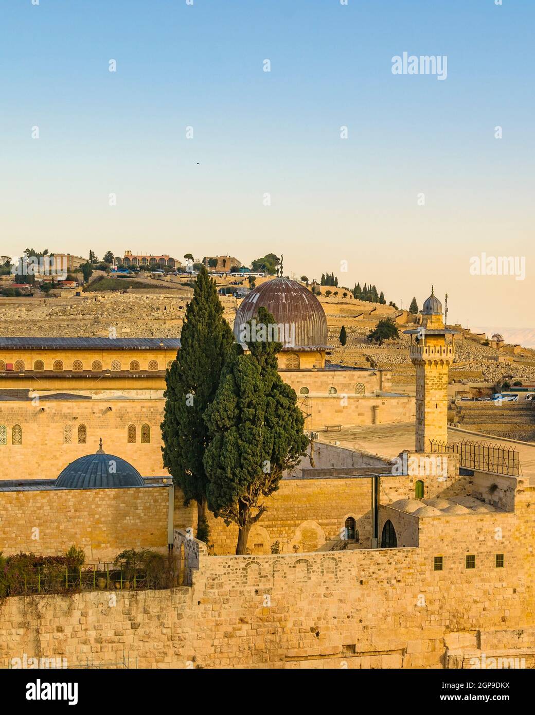 Aerial view of temple mount and wailing walls at old jersualem city ...