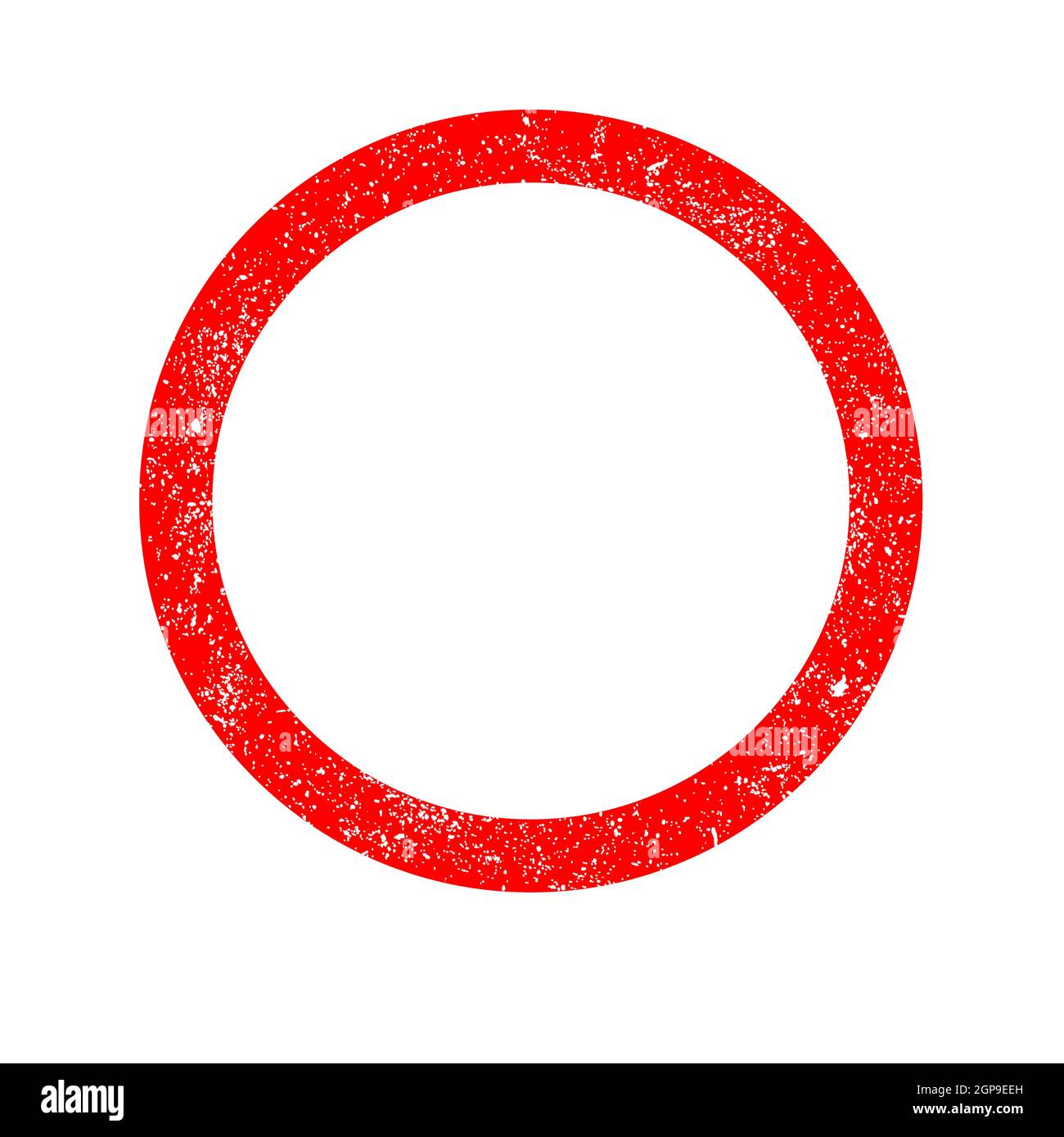 A rubber ink stamp circle in red with grunge effect over white Stock ...
