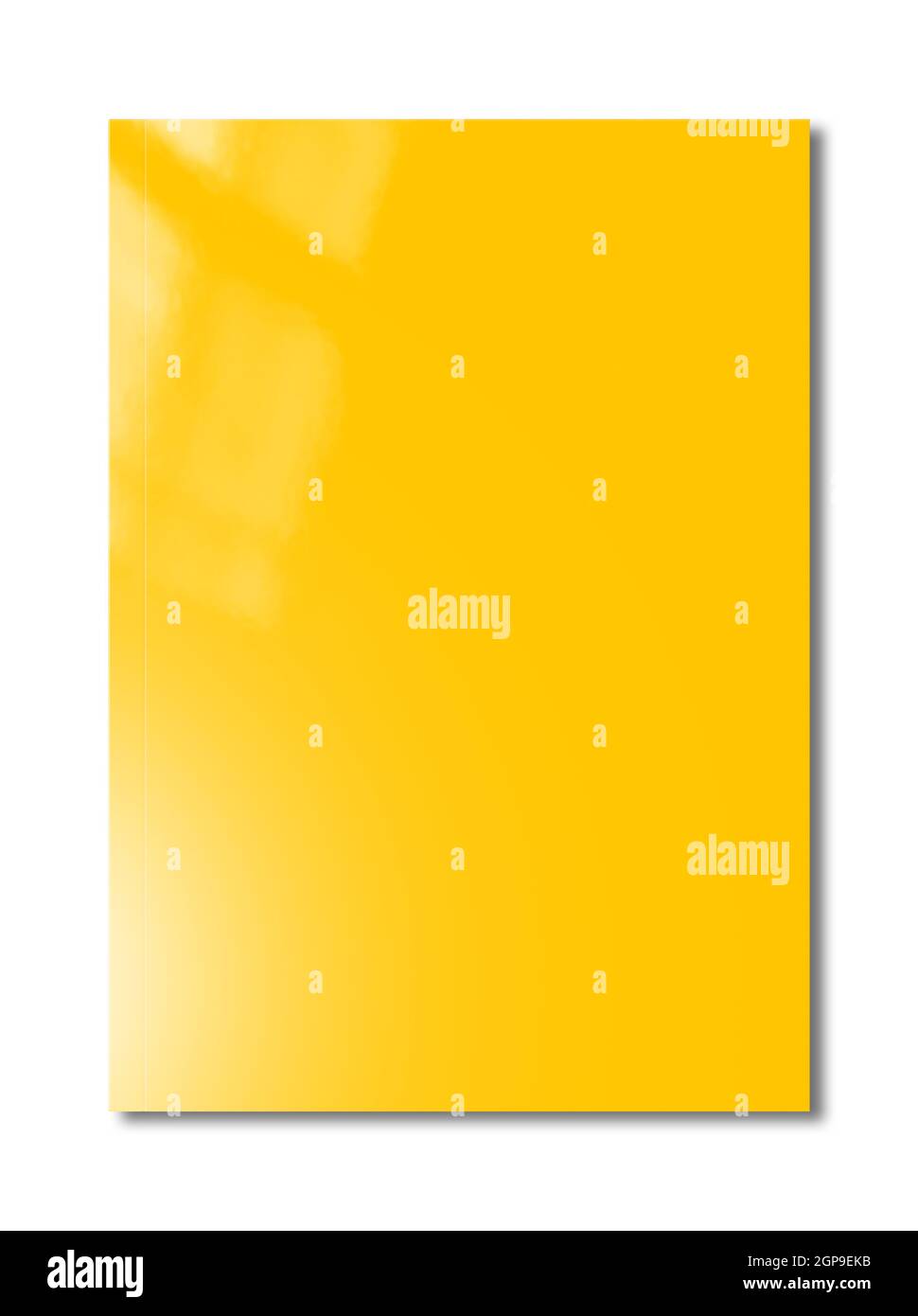 Yellow booklet cover isolated on white background, mockup template ...