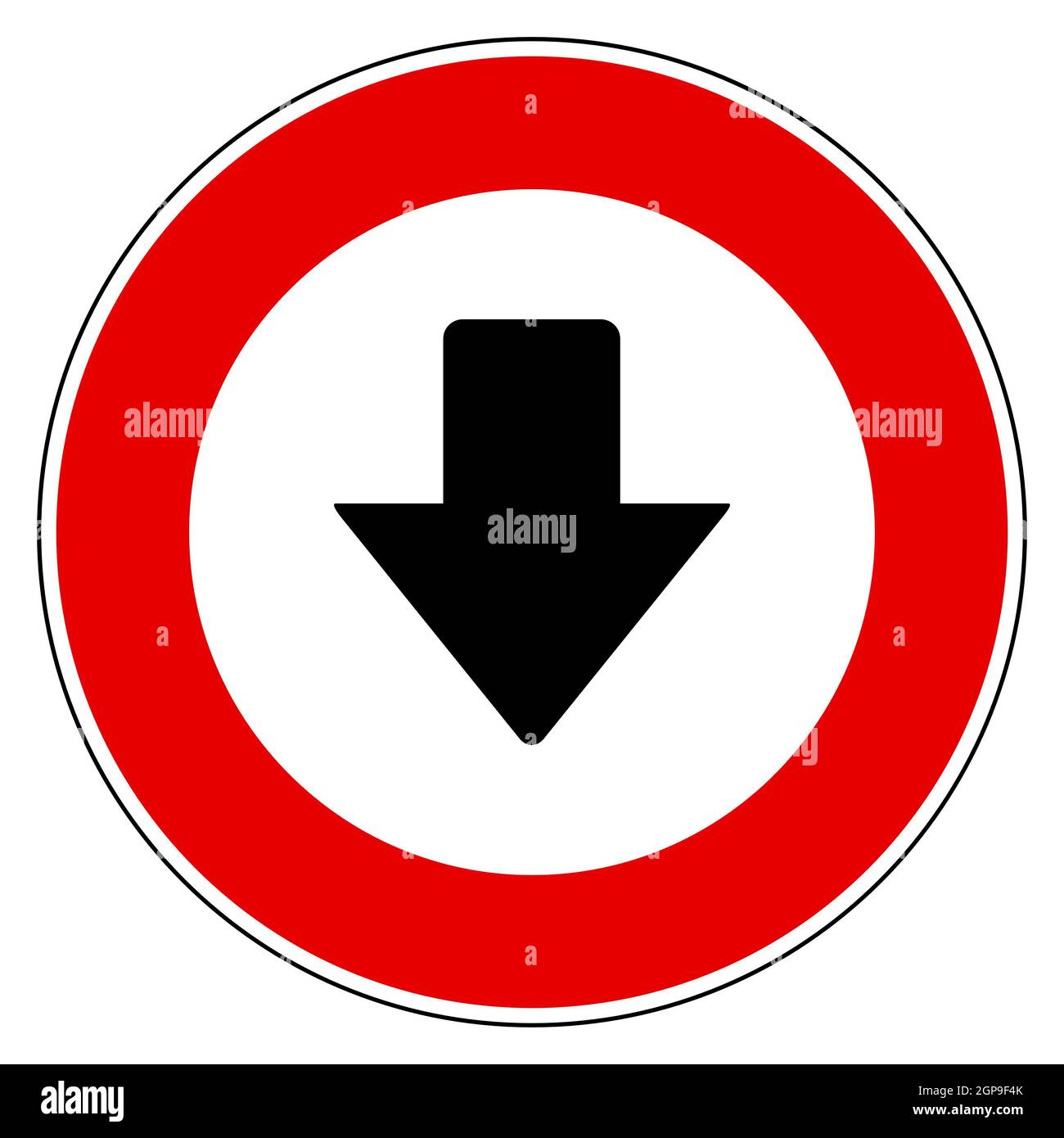 Down arrow and prohibition sign Stock Photo - Alamy