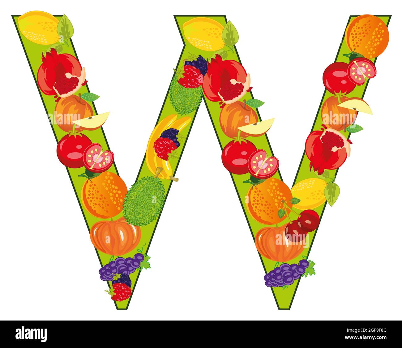 Vector illustration of the decorative letter W english of the alphabet ...