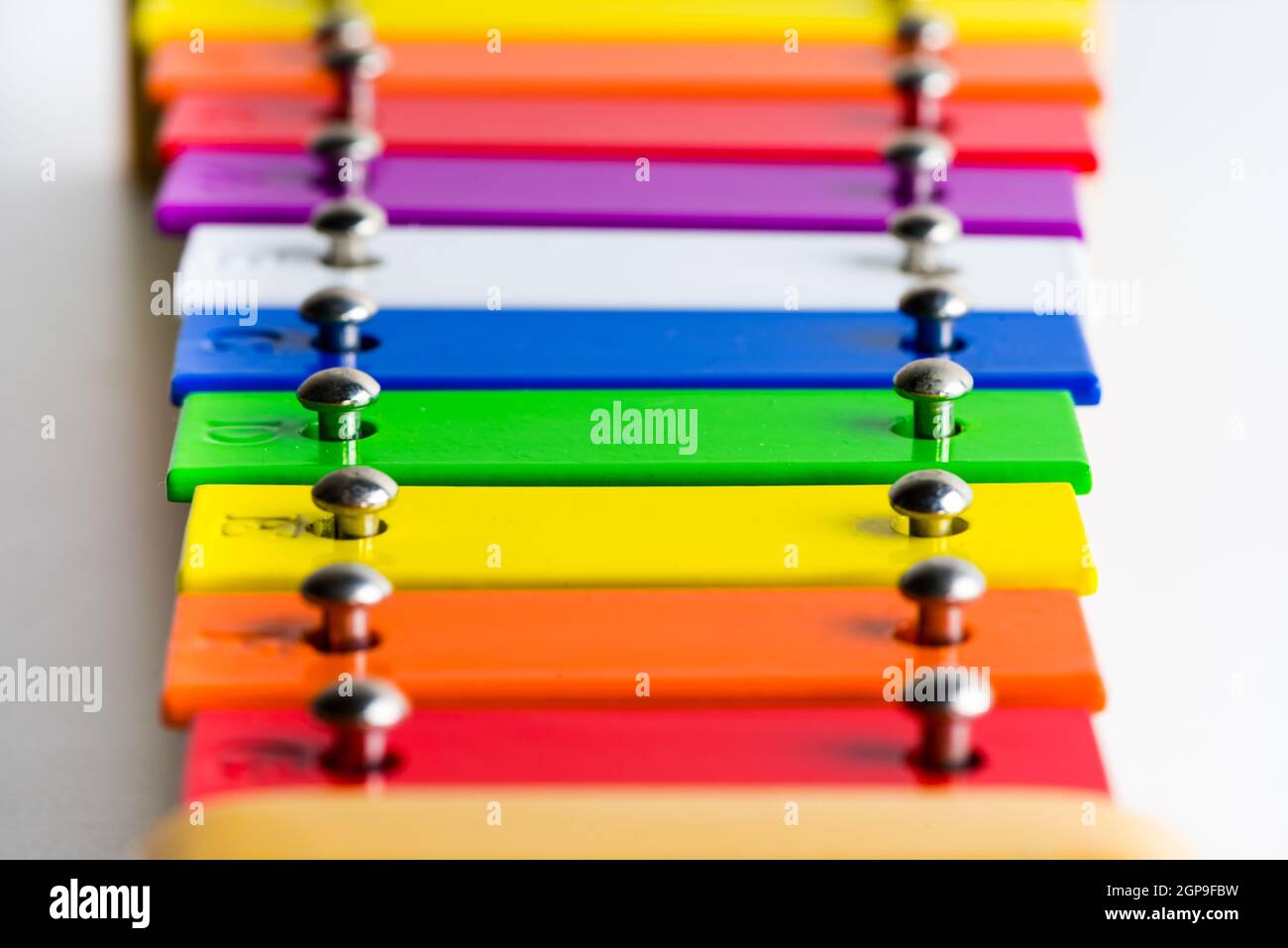 Closeup Detail od Rainbow Colored Wooden Xylophone Stock Photo - Alamy
