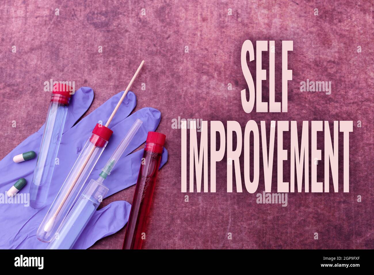 Text sign showing Self Improvement. Business approach process of making ...