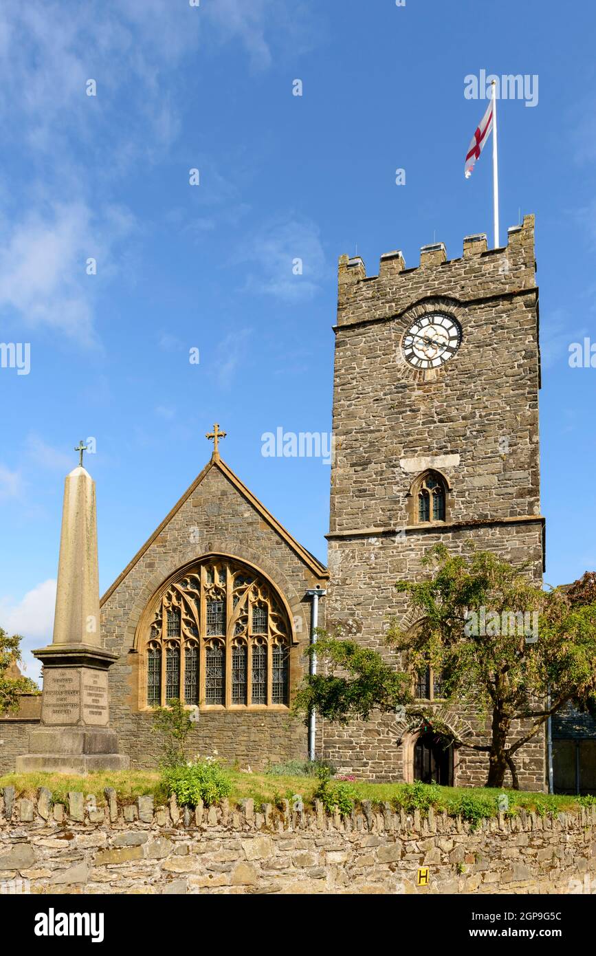 view of ancient stone church in small village of Exmoor region Stock ...