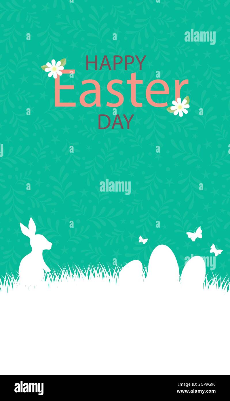 Abstract Easter drawing, rabbit on the grass, Easter eggs - Vector ...