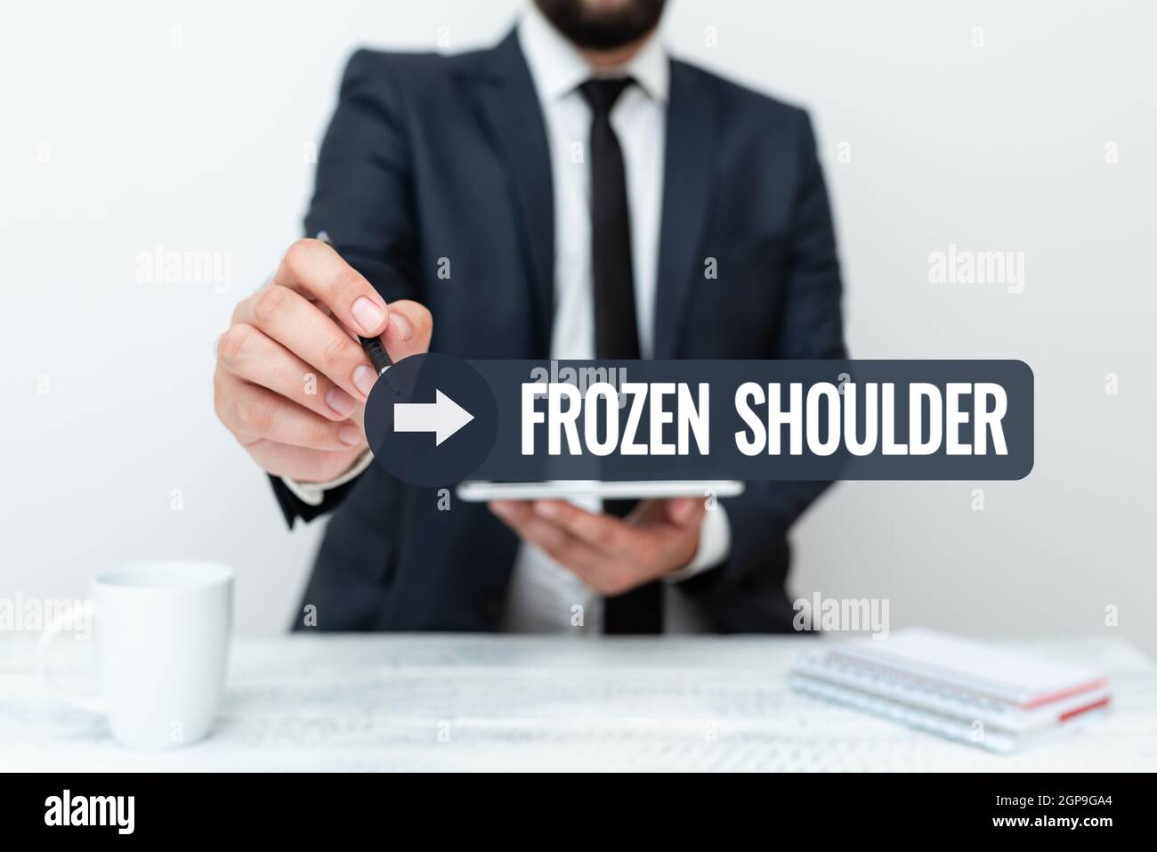 Inspiration showing sign Frozen Shoulder. Internet Concept ...