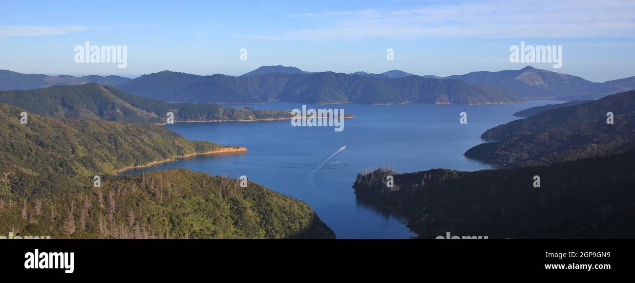 Endeavour Inlet, bay in the Marlborough Sounds, New Zealand Stock Photo ...