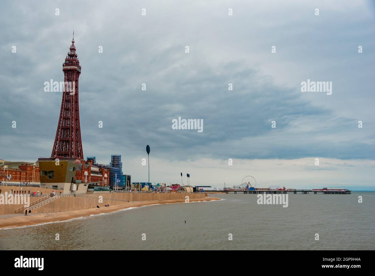 Blackpool Tower and Beach - View from North Pier. Blackpool, Fylde ...