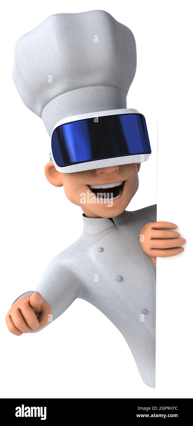 Fun 3D Illustration of a chef with a VR Helmet Stock Photo - Alamy