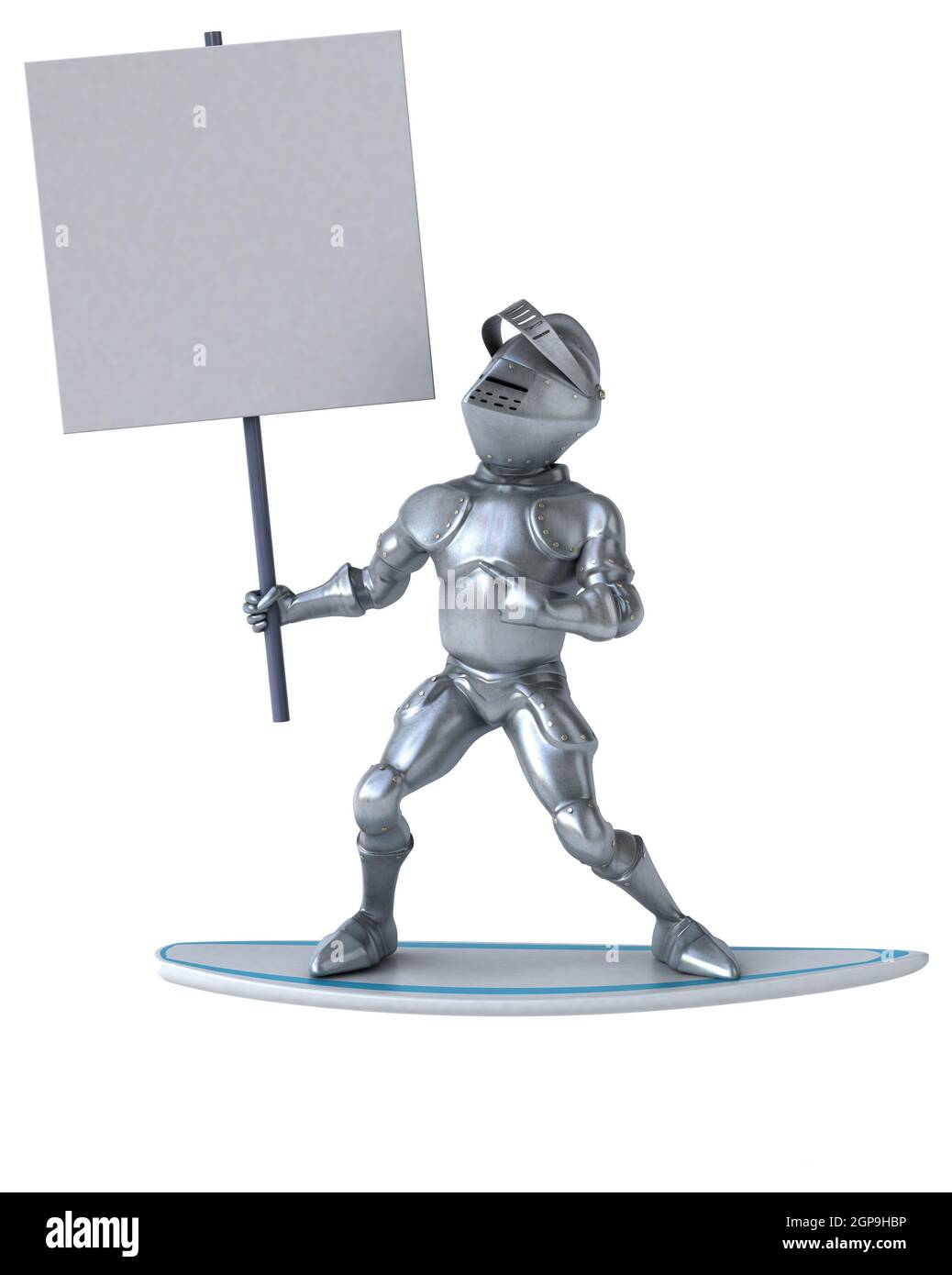 Fun 3D cartoon knight surfing Stock Photo - Alamy