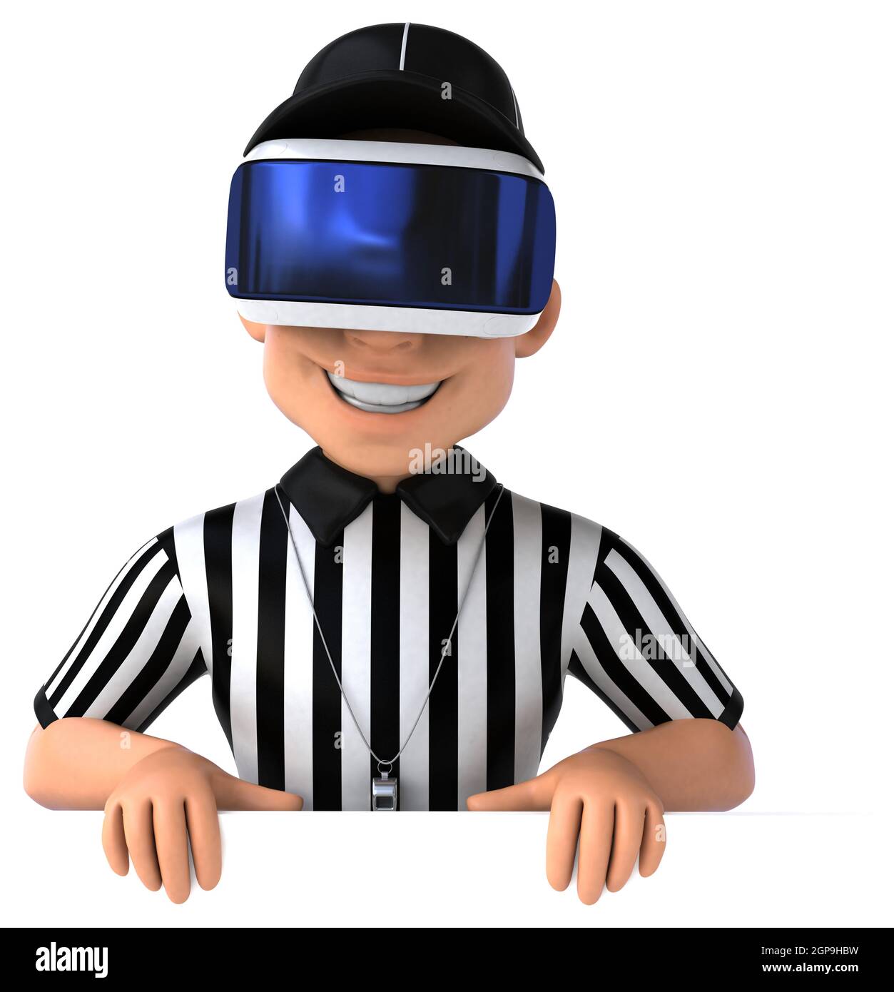 Fun 3D Illustration of a referee with a VR Helmet Stock Photo - Alamy