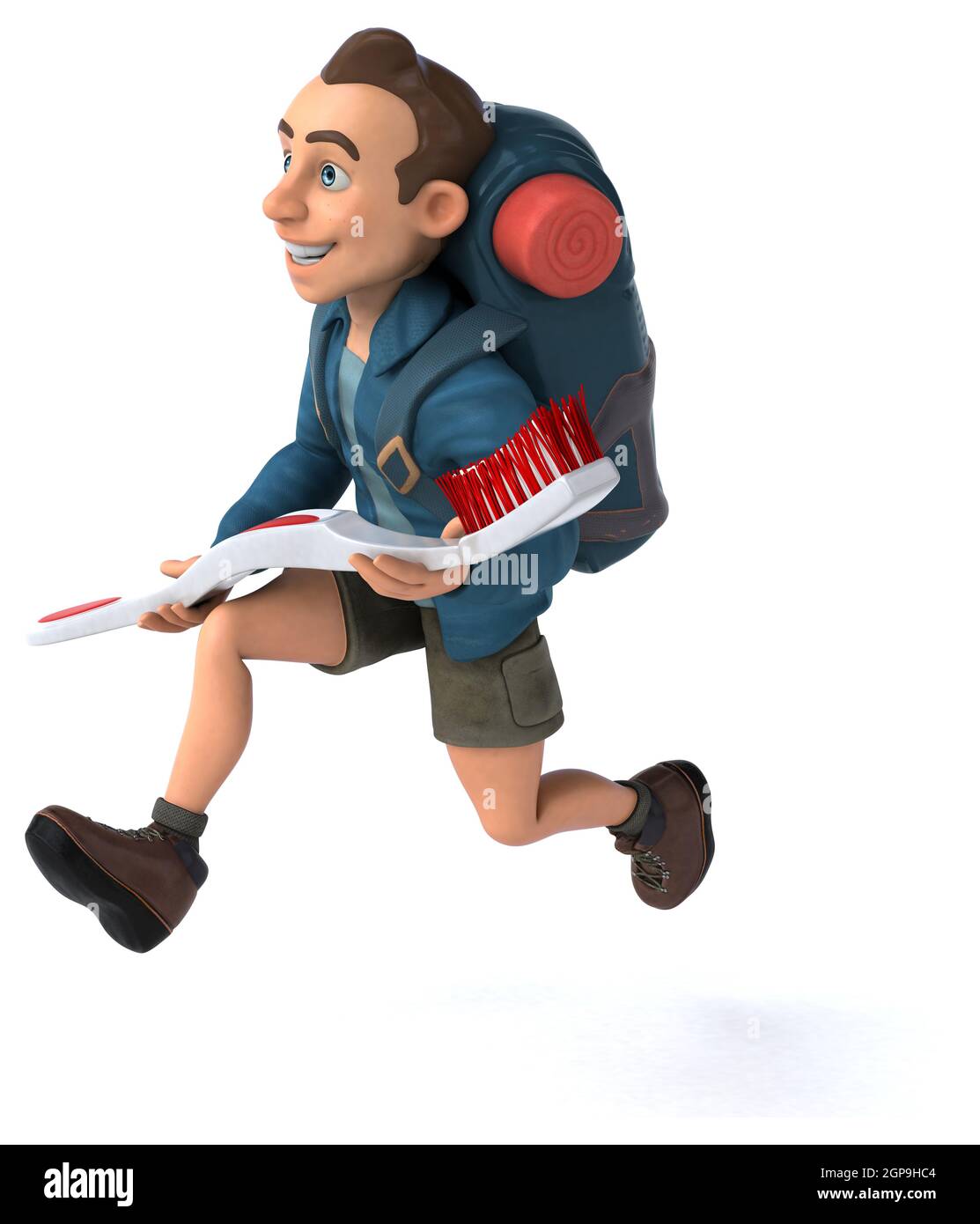 Fun illustration of a 3D cartoon backpacker Stock Photo - Alamy