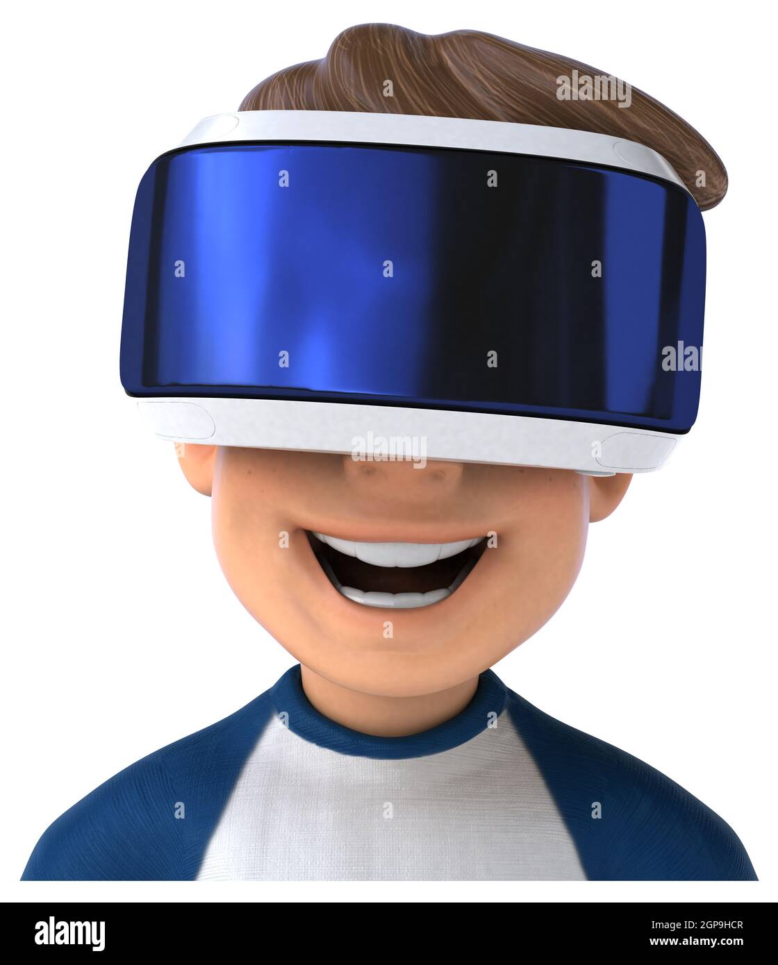 Fun 3D illustration of a cartoon kid with a VR helmet Stock Photo - Alamy