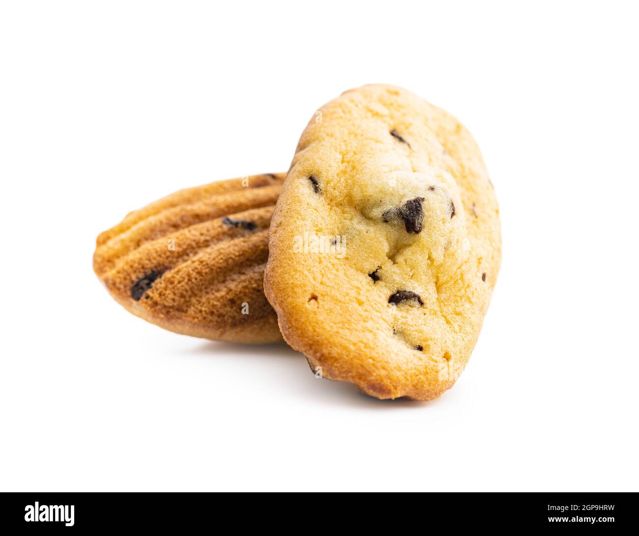 Madeleine with chocolate. Traditional French small cakes isolated on ...