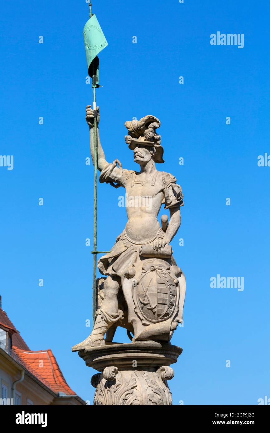 A fountain with a statue of Saint George with lance in hand at Upper ...