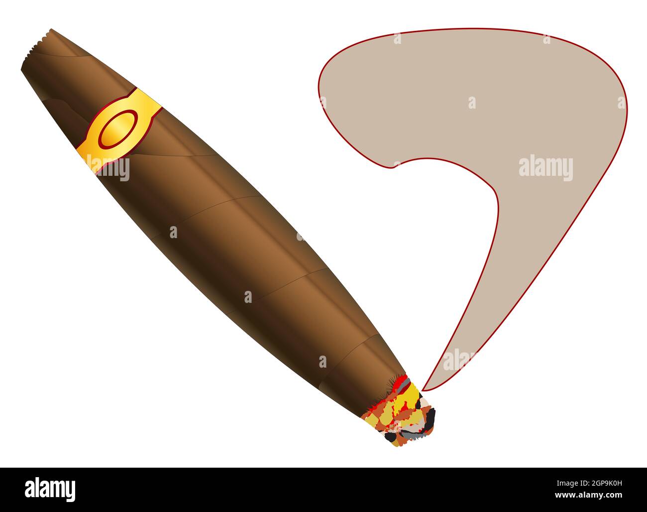 Large cuban style fat cigar with a copy space whisp of smoke Stock ...