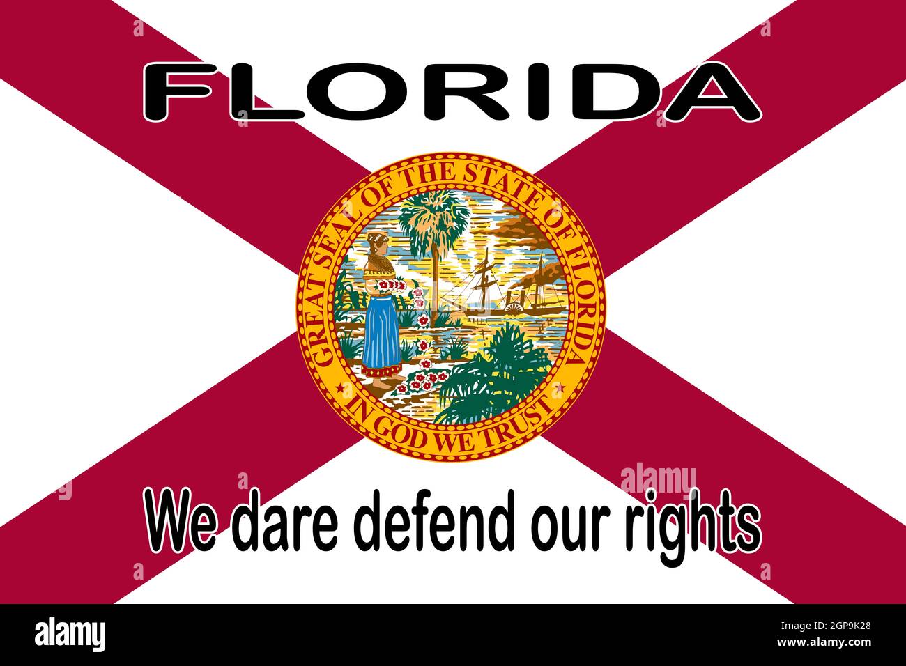 The flag of the USA state of Florida with motto We dare defend our ...