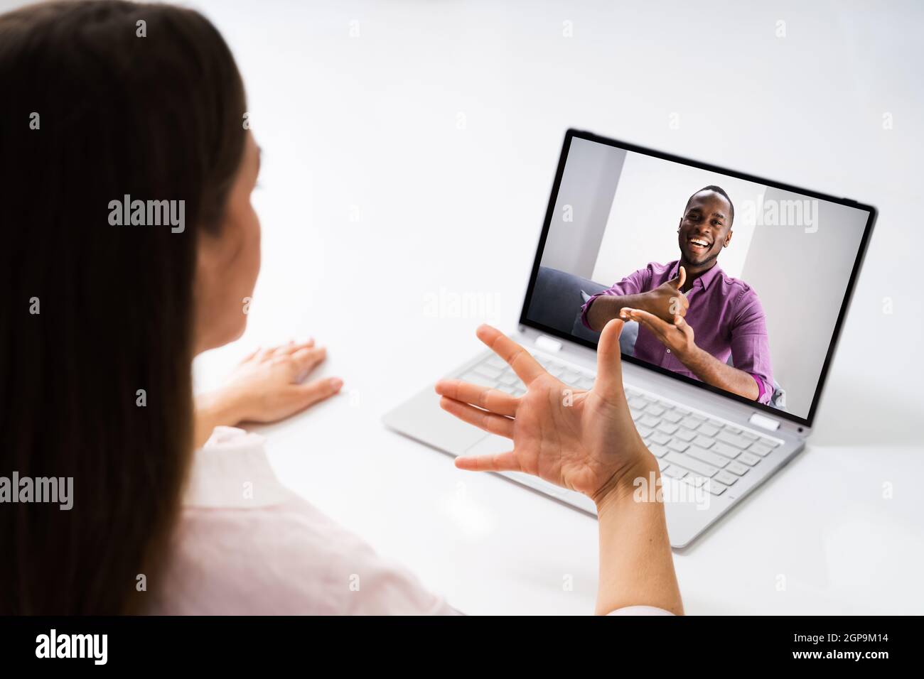 Sign Language Deaf Disabled People Video Conference Stock Photo - Alamy