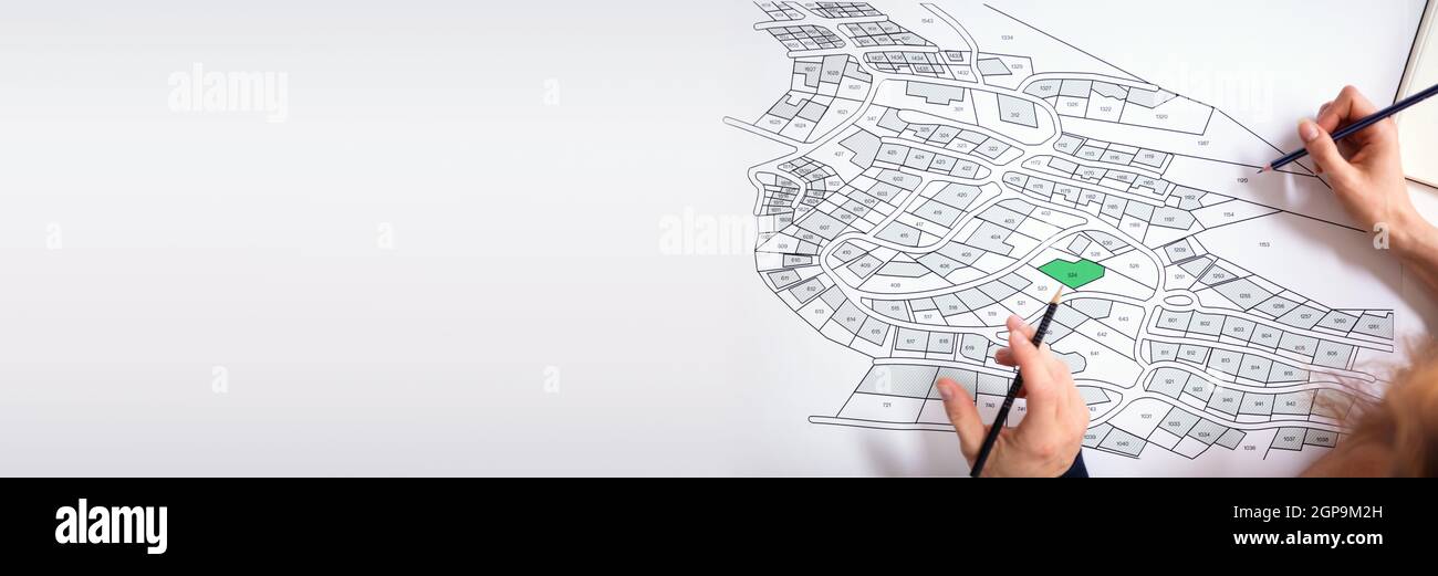 Cartographer Land Map Plot. Cartographer Or Building Developer Stock ...
