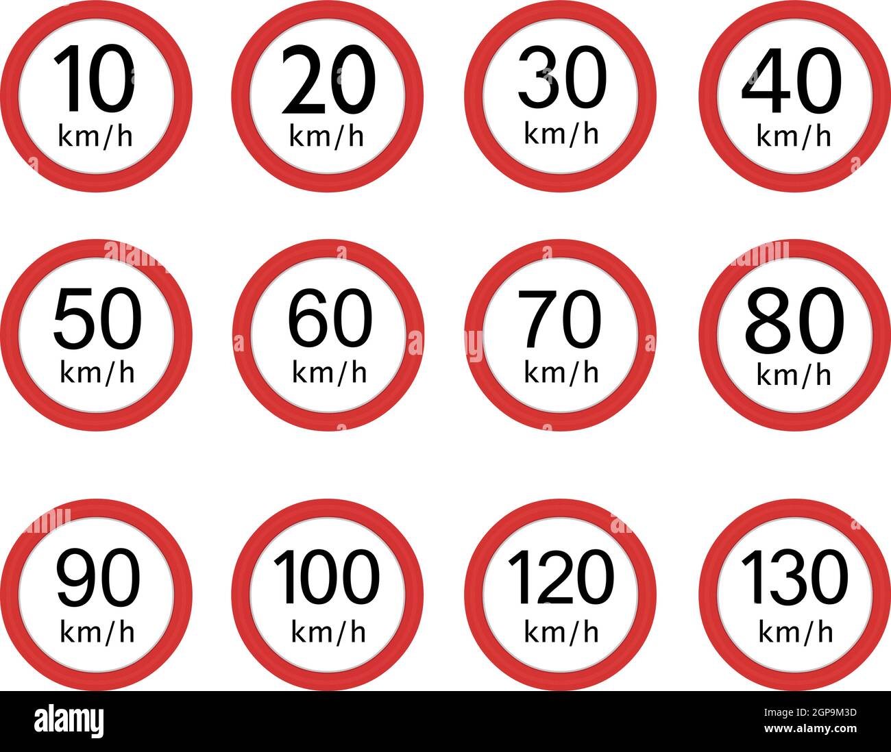 Vector illustration of maximum speed traffic signs Stock Vector Image ...