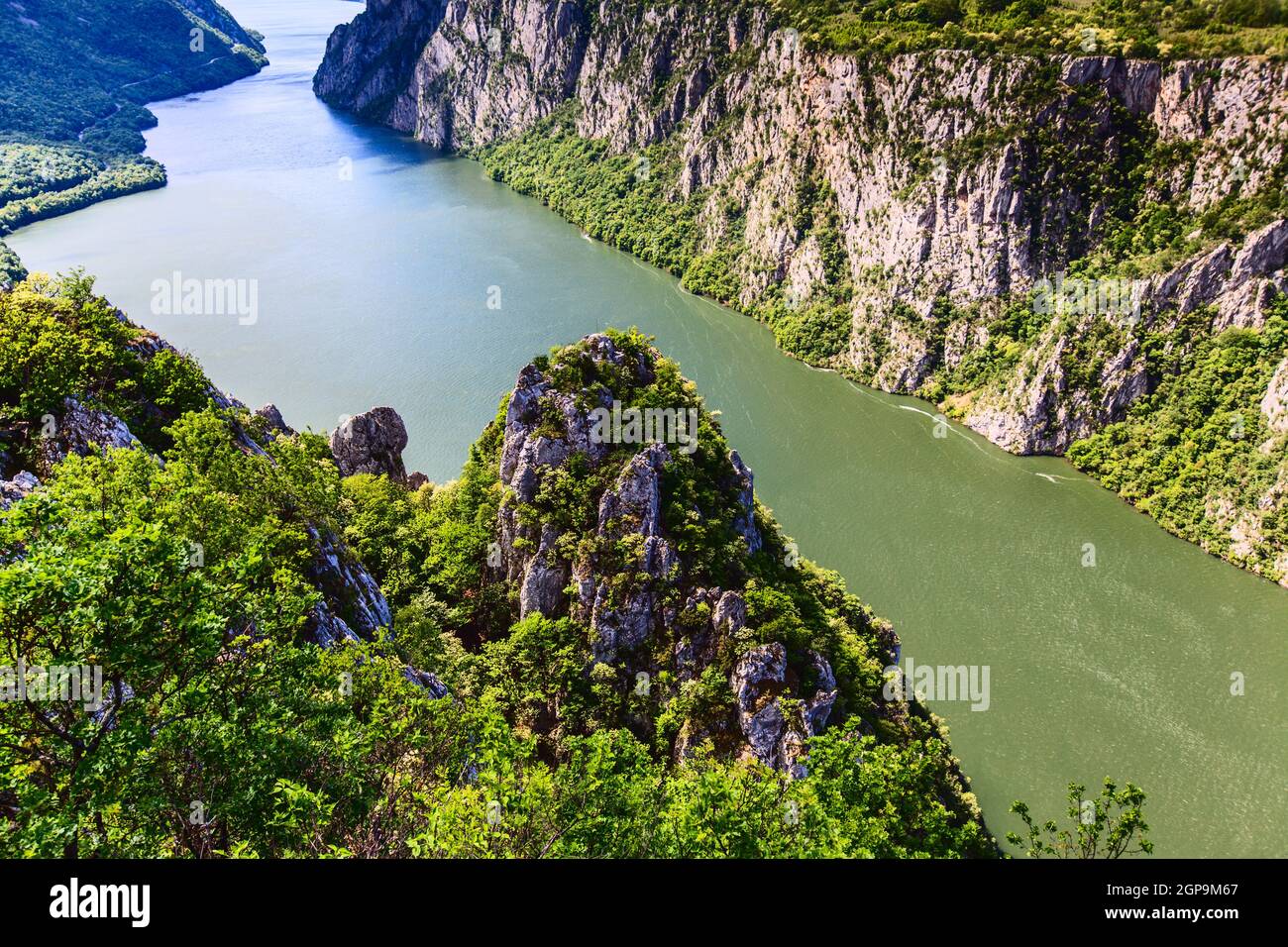 Panoramic view of beautiful gorge on the Danube river , seen from the ...