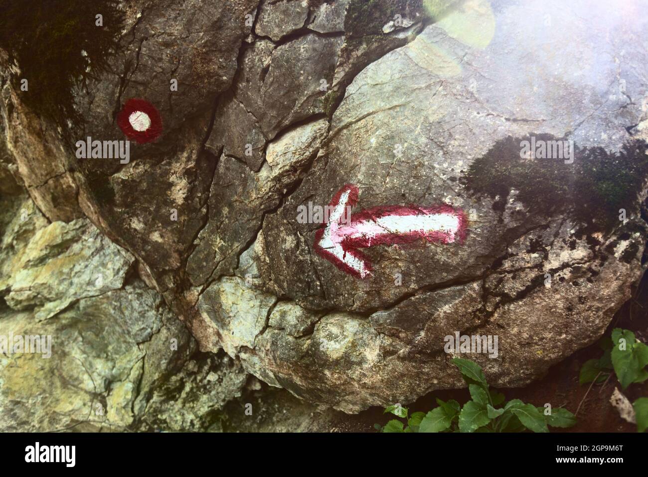 Hiking marked trail on the rocks at the mountain Stock Photo - Alamy