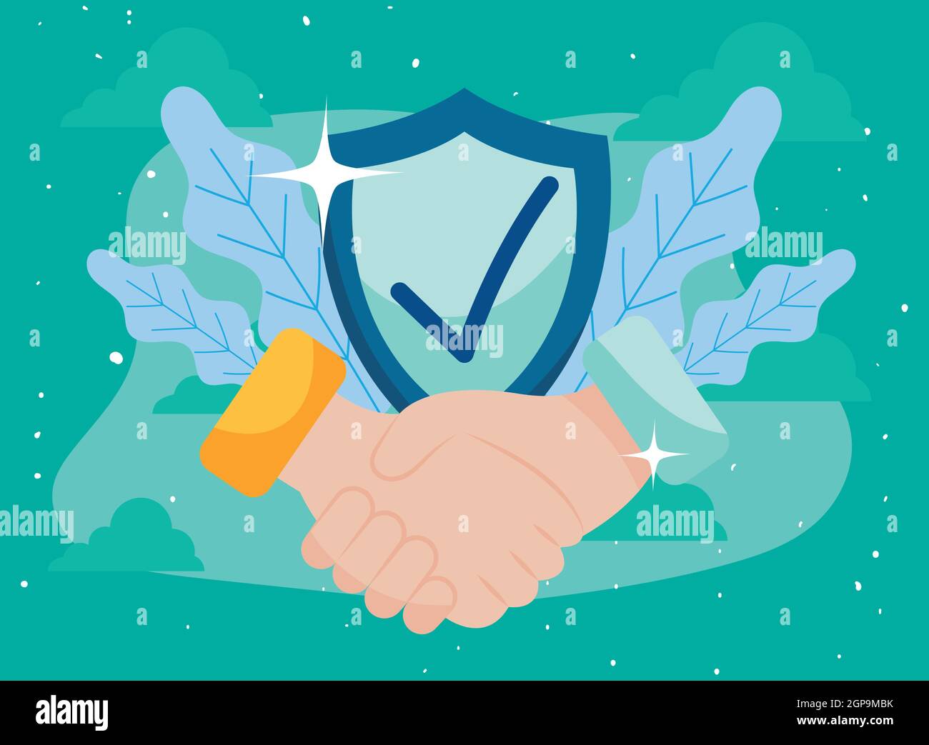 shield and handshake of liability theme Stock Vector Image & Art - Alamy