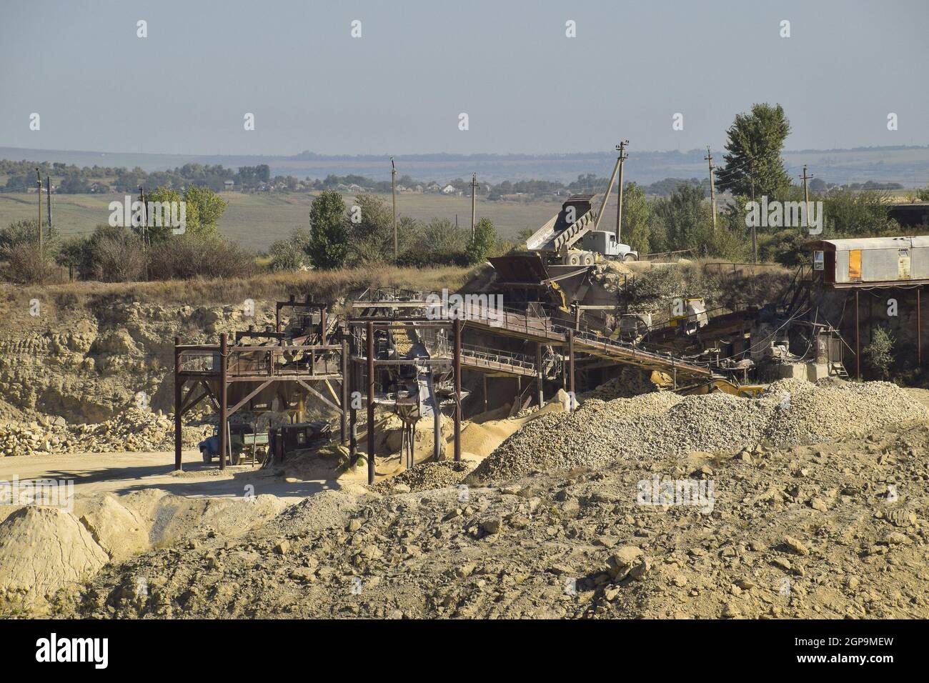 Large quarry for gravel mining, sand and clay. Mining machines and ...